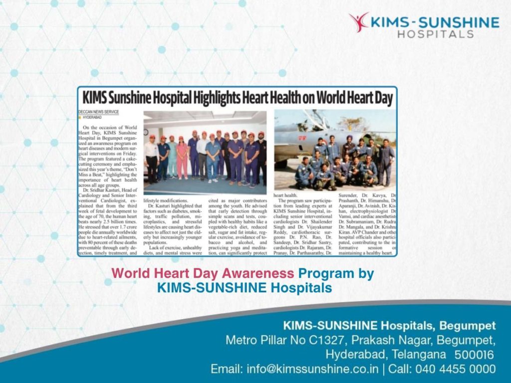 World Heart Day Awareness Program by KIMS-SUNSHINE Hospitals - Multispeciality Hospital